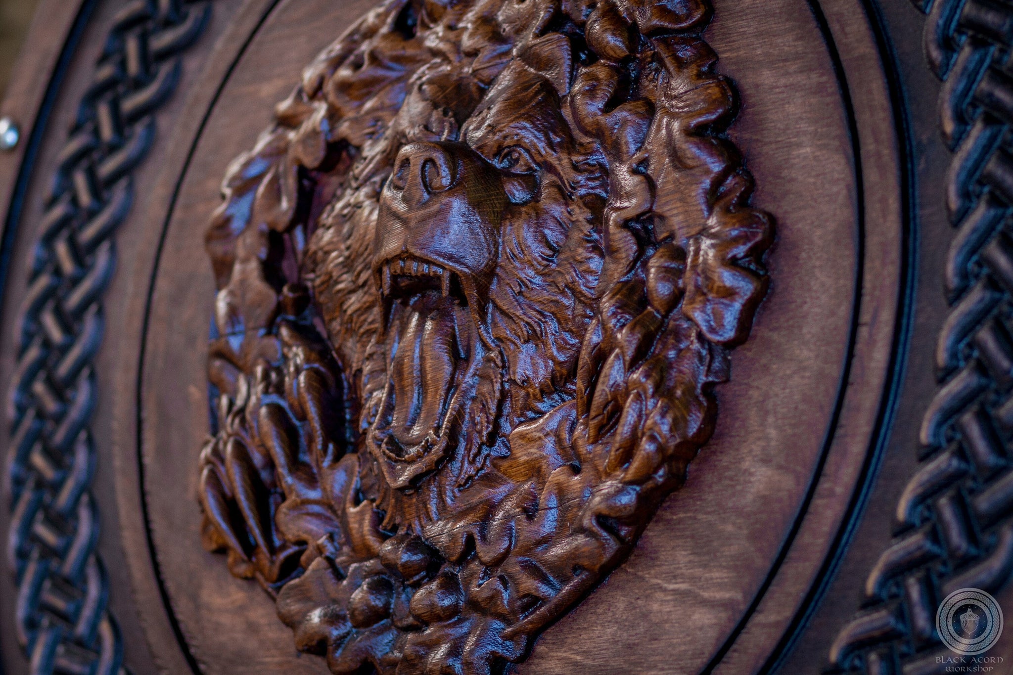 Berserker Bear Totem Oaken Carved Viking Shield, 24" - + engraved ...