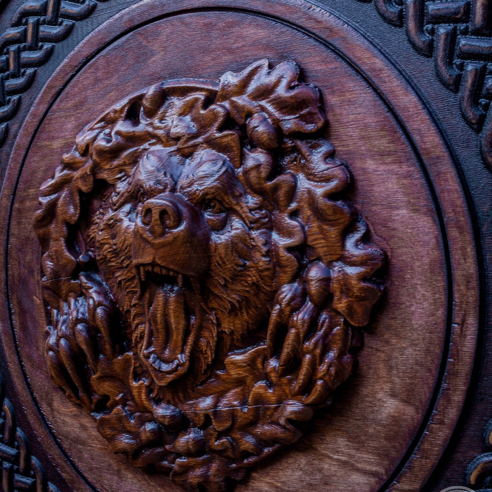 Berserker Bear Totem Oaken Carved Viking Shield, 24" - + engraved ...